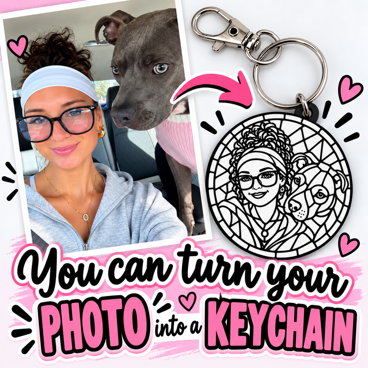 Personalized Stained Glass Effect Photo Keychain - 2 Colors Only – The ...